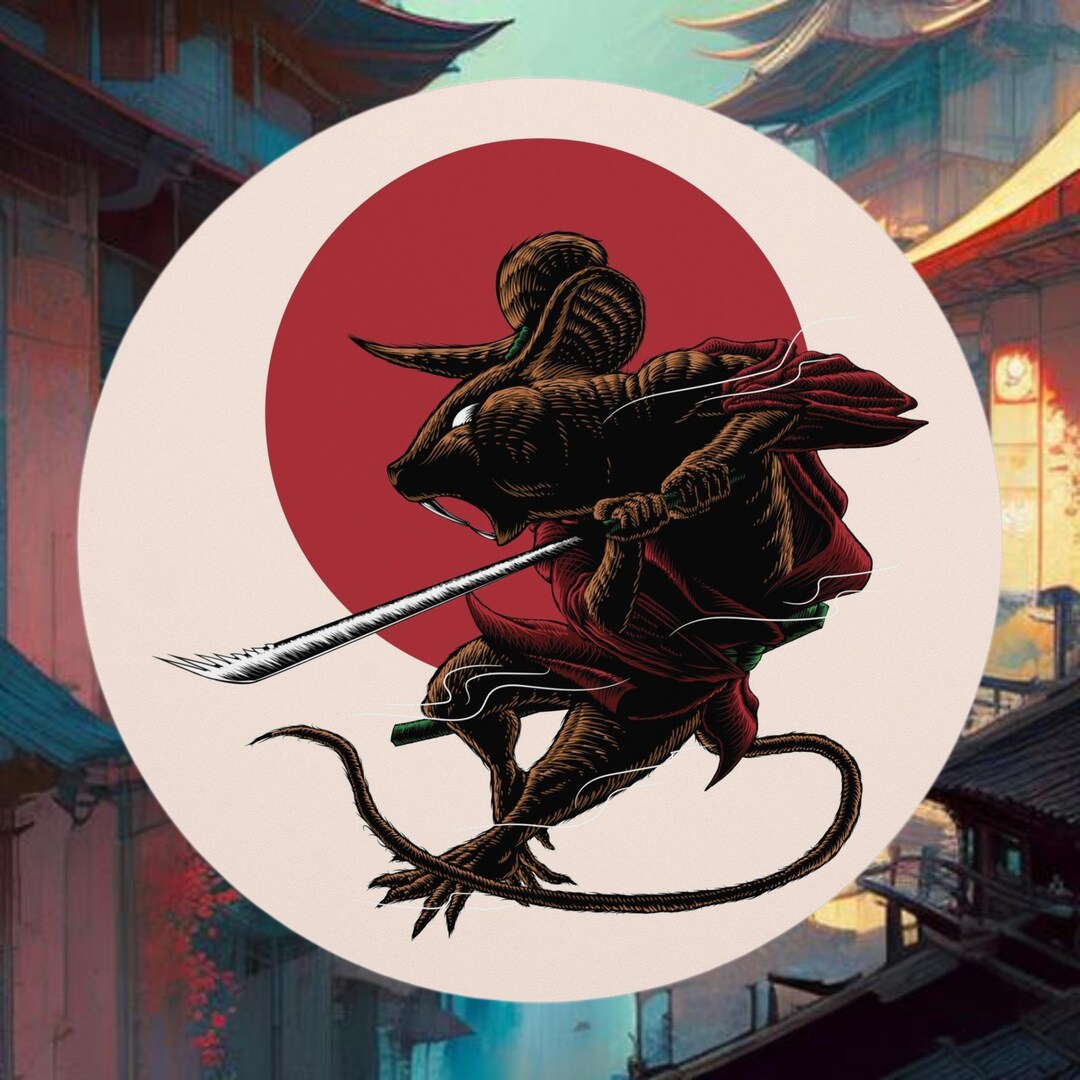 Samurai Rat Mouse Pad, Rat Warrior Mouse Pad, Japanese Rat Mouse Pad ...