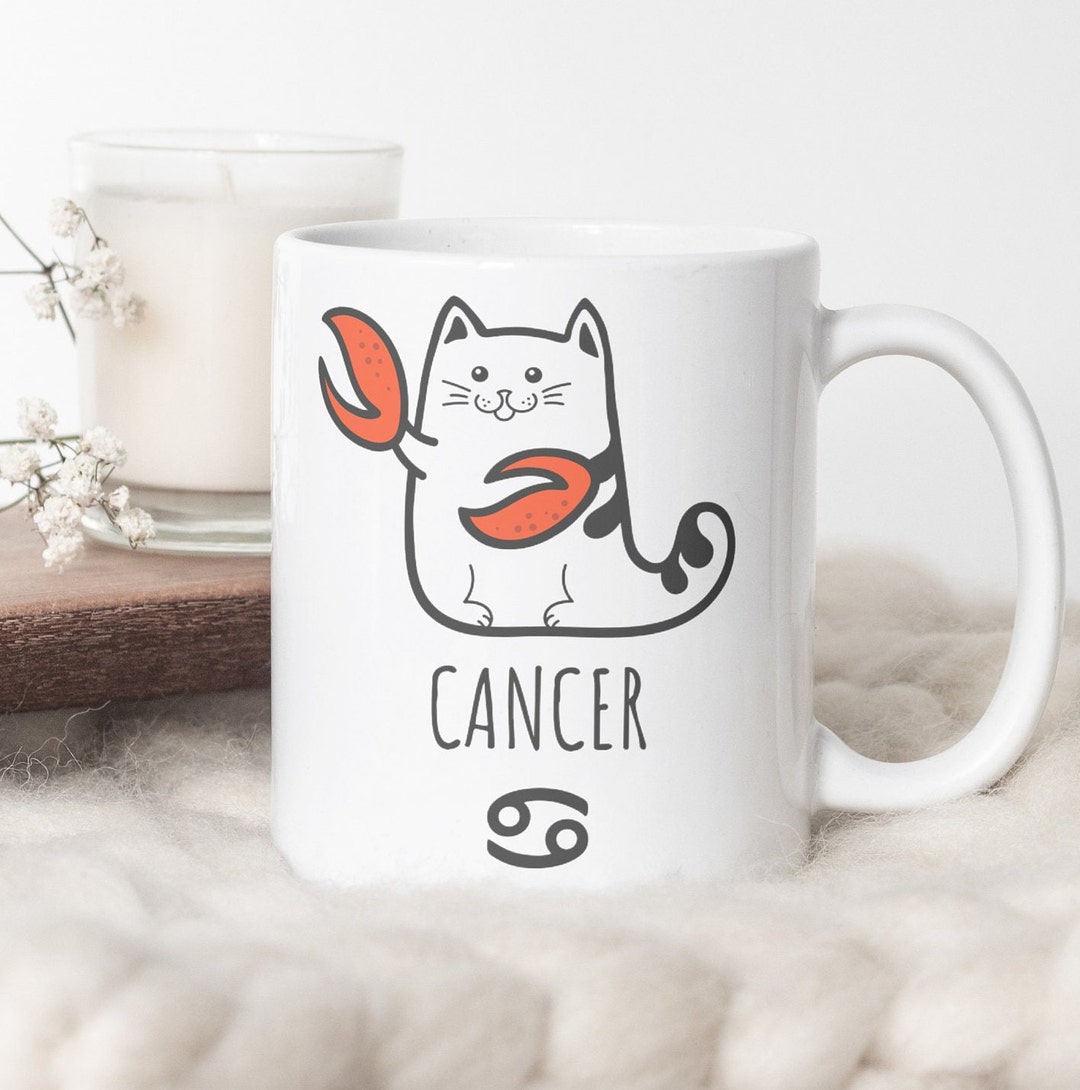 Cancer Zodiac Mug, Cute Cat Zodiac Coffee Cup, Cancer Star Sign Gift ...