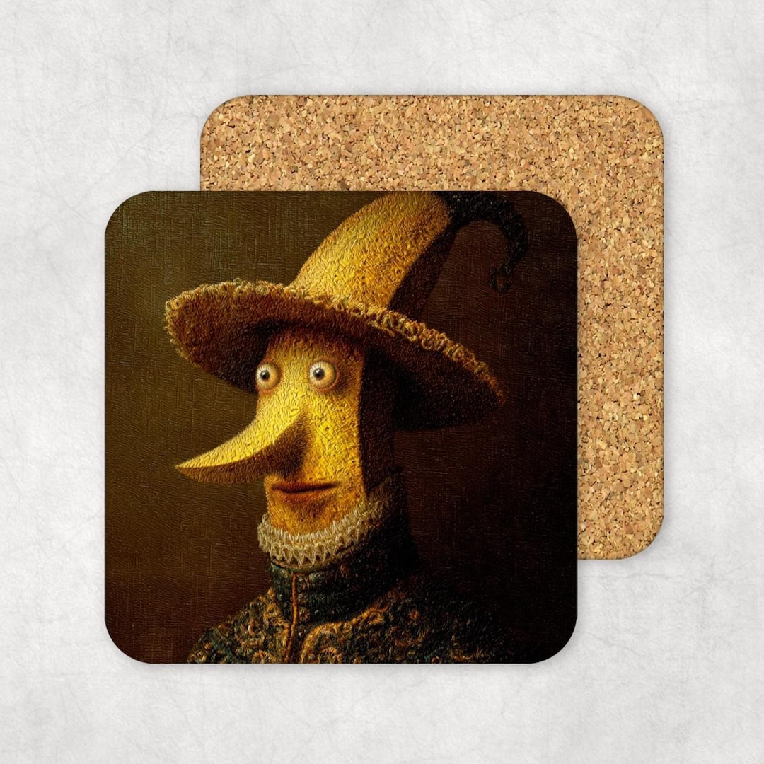 Funny Renaissance Banana Coaster, Fruit Meme Cork Back Coaster, Gag ...