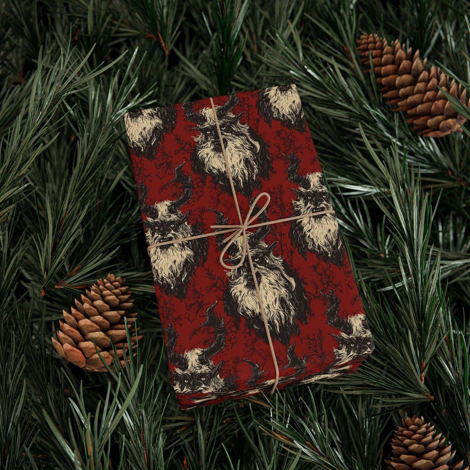 Krampus Wrapping Papers, Holiday Gift Wrap, Demonic Christmas Paper ...