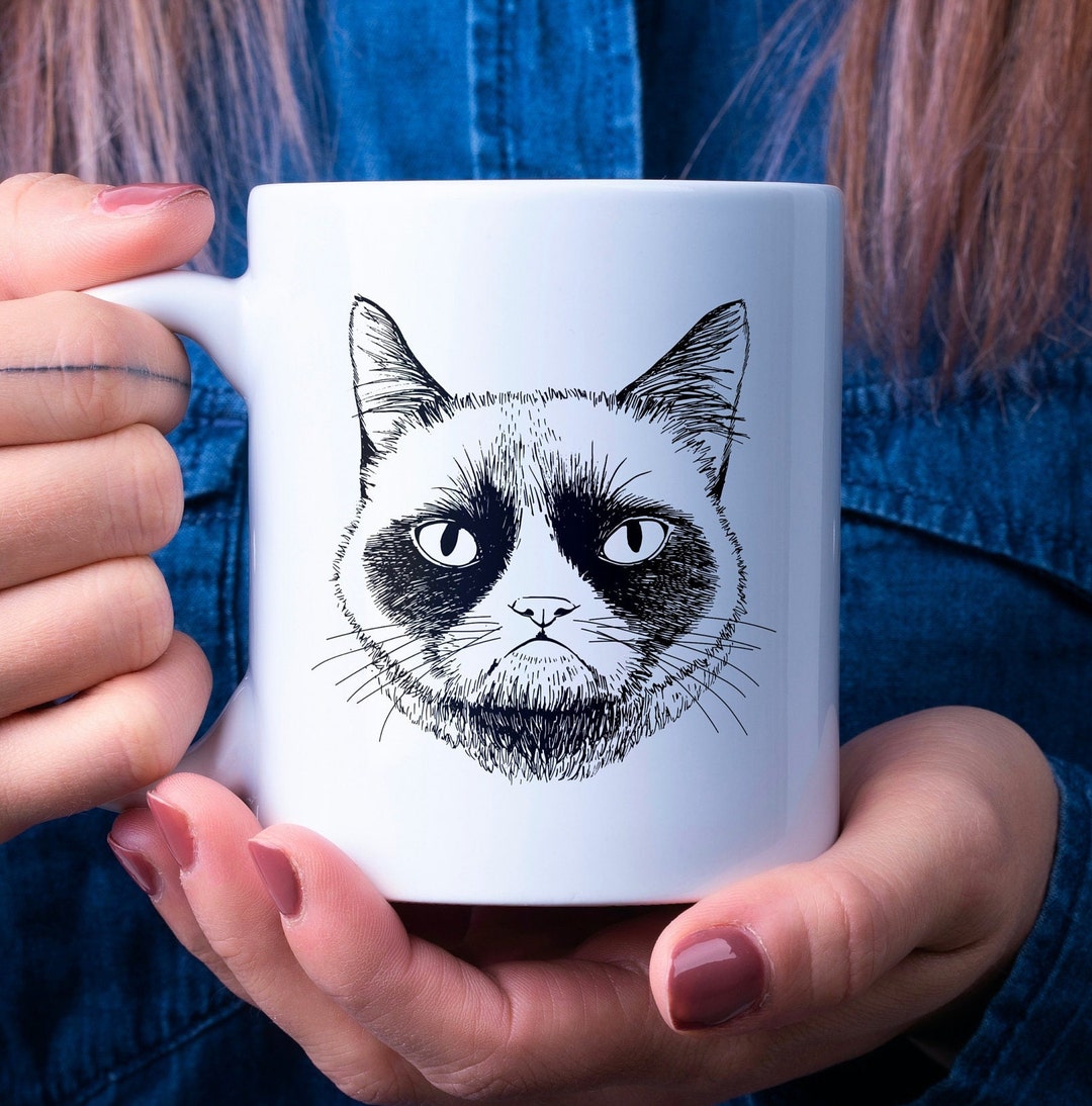 Grumpy Cat Mug, Tardar Sauce Mug, Cat Meme Mug, Internet Cat Art Mug ...