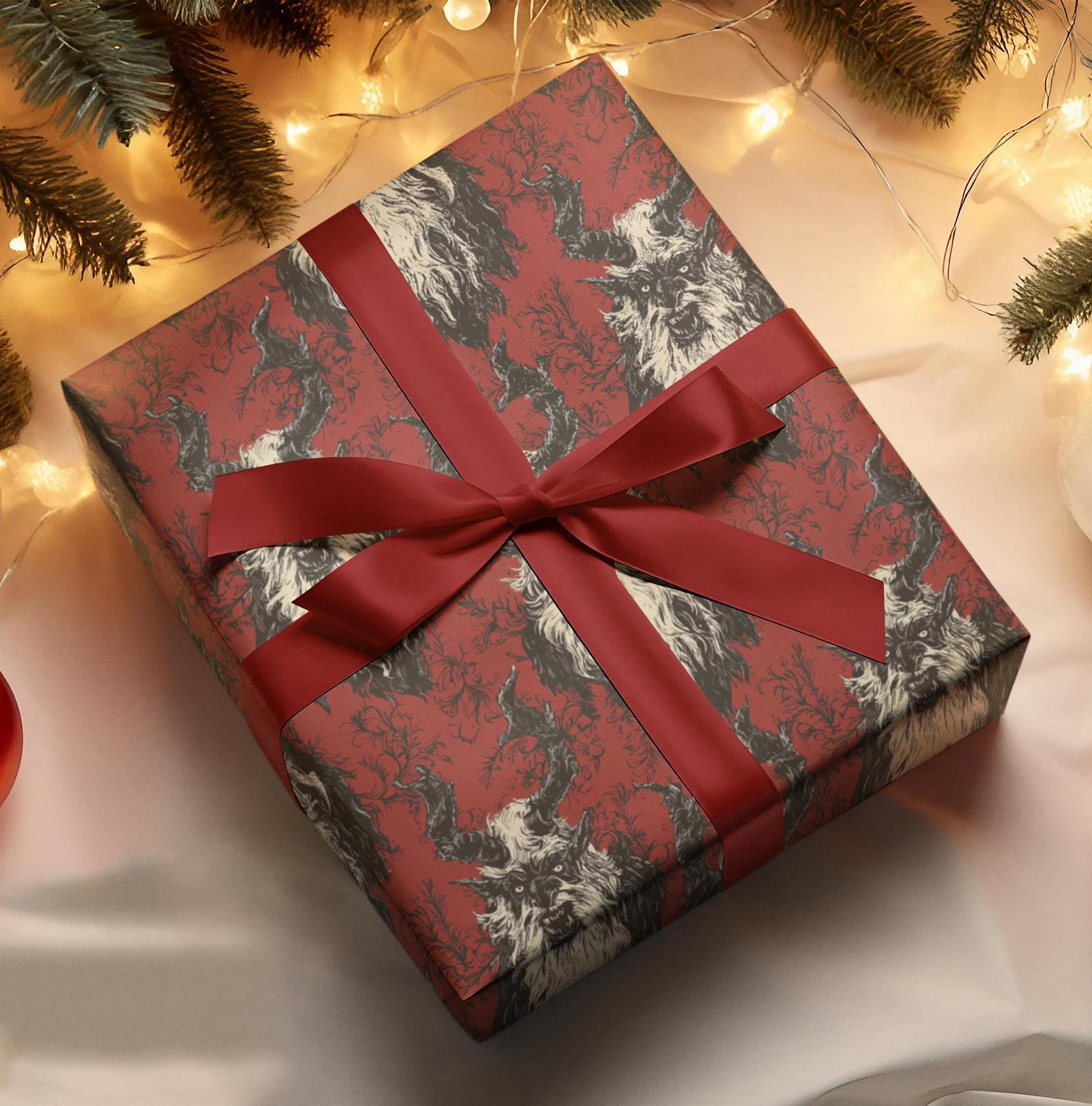 Krampus Wrapping Papers, Holiday Gift Wrap, Demonic Christmas Paper ...