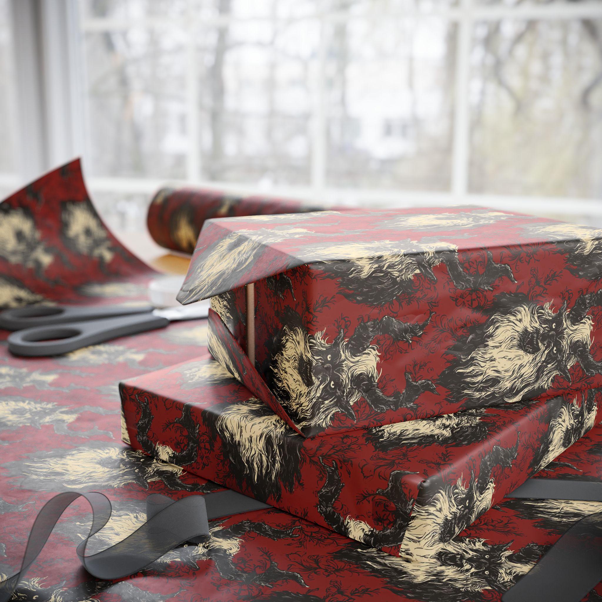 Krampus Wrapping Papers, Holiday Gift Wrap, Demonic Christmas Paper ...