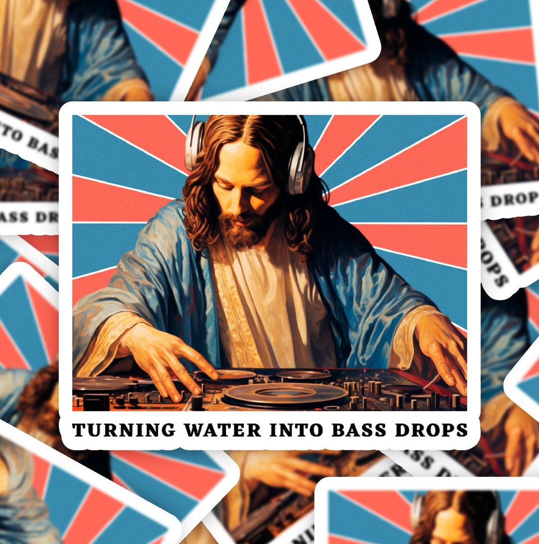 DJ Jesus Sticker, Jesus Meme Sticker, Funny Gift for DJ, Funny Club ...