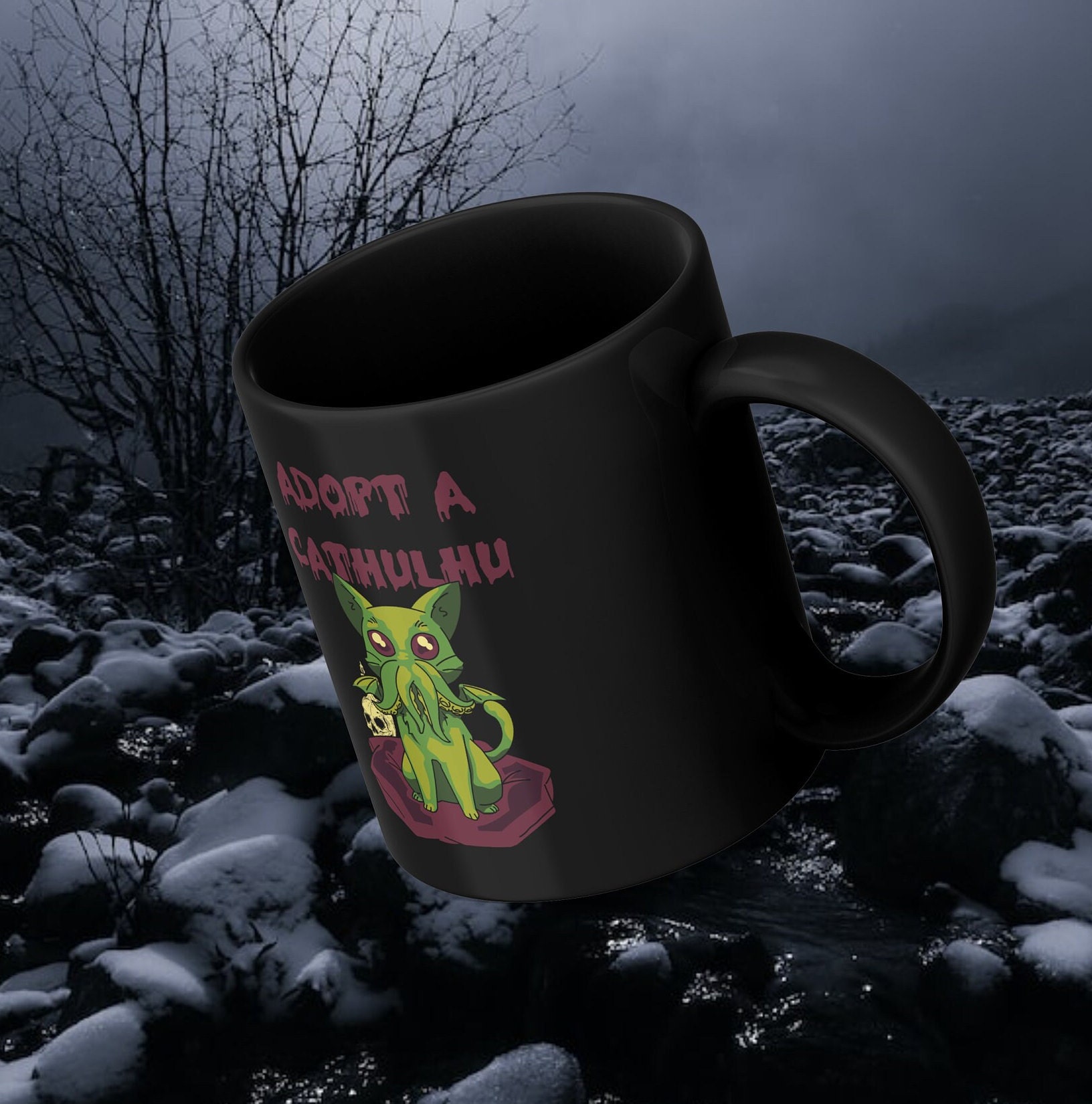 Cthulhu Cat Mug, Lovecraft Meme Coffee Cup, Adopt A Cathulu Mug, Cute ...