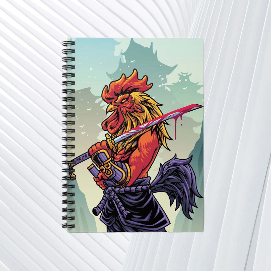 Rooster Samurai Notebook, Animal Meme Spiral Notebook, Samurai Lover ...