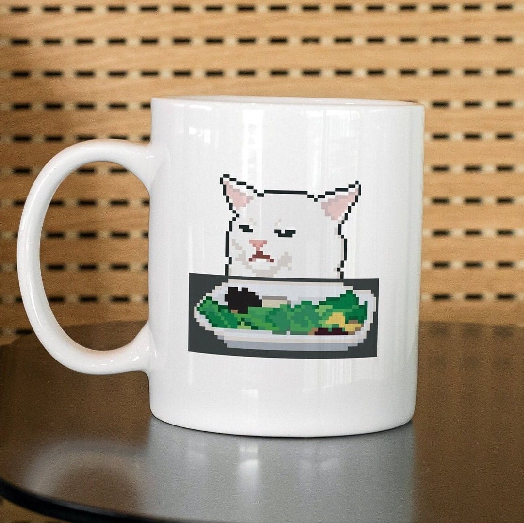 Smudge the Cat Mug, Funny Pixel Art Mug, Cat Meme Mug, Internet Cat Art ...