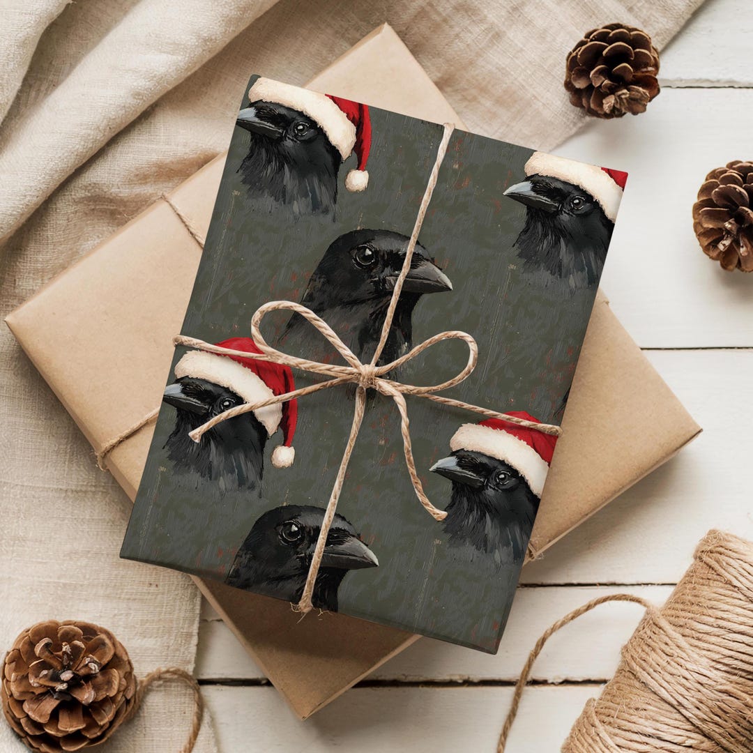 Christmas Crow Wrapping Papers, Raven Gothic Christmas Wrapping Paper ...