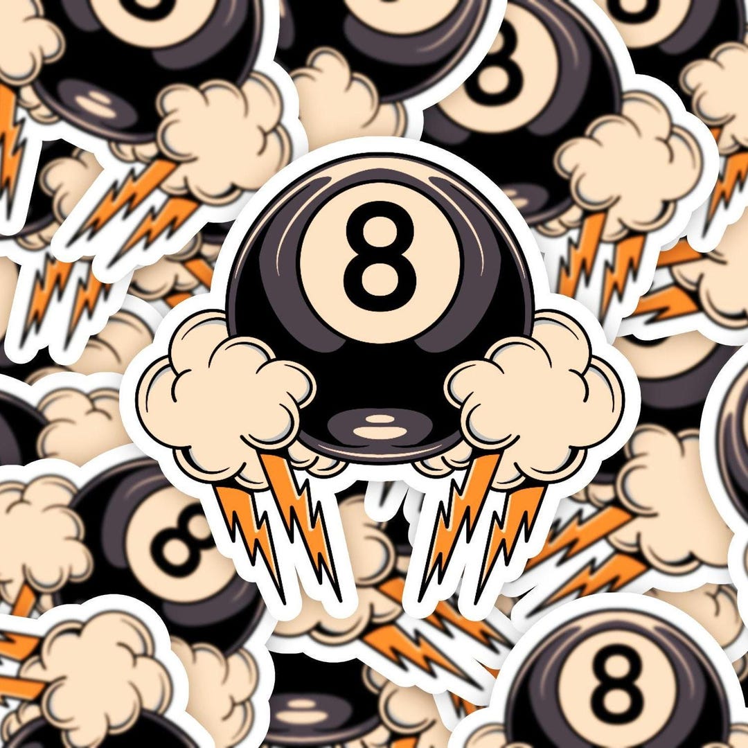 Retro 8 Ball Sticker, Vintage Billiard Gift, 90s Graphic Sticker, Pool ...