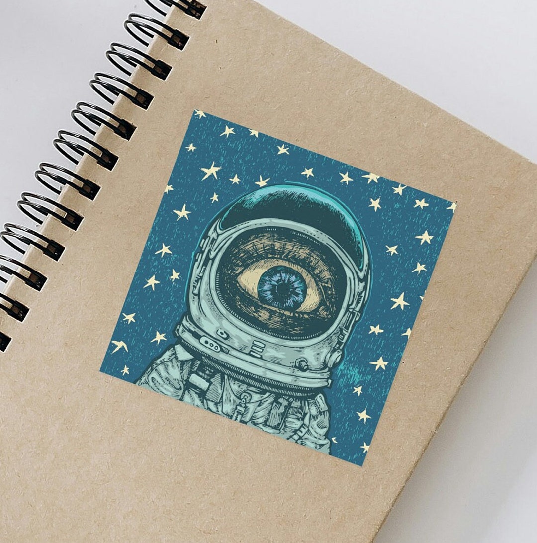 Weird Astronaut Sticker, Funny Square Vinyl Stickers, Space Decal, Fun ...