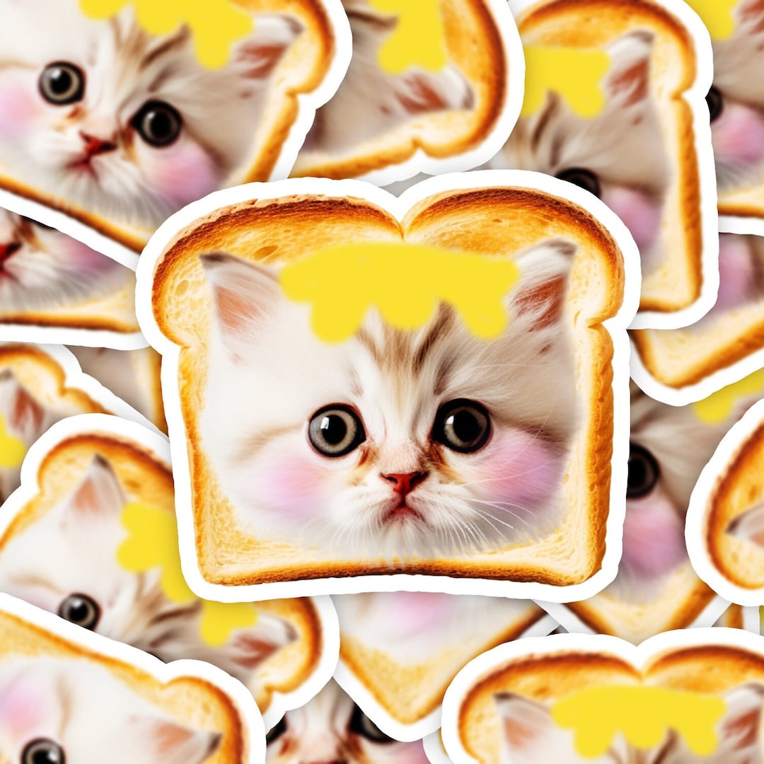 Cat Toast Sticker, Cat Meme Sticker, Funny Bread Sticker, Meme Gift ...