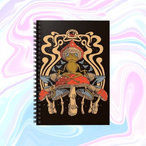 Psychedelic Frog Notebook, Funny Spiral Notebook, Mushroom Journal ...