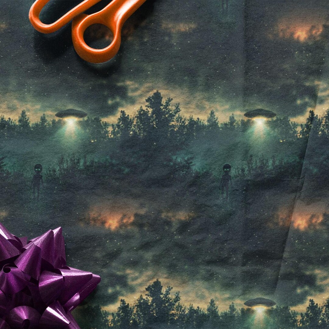 Photo of UFO and Alien Wrapping Papers, UFO Sighting Gift Wrap, Gag ...