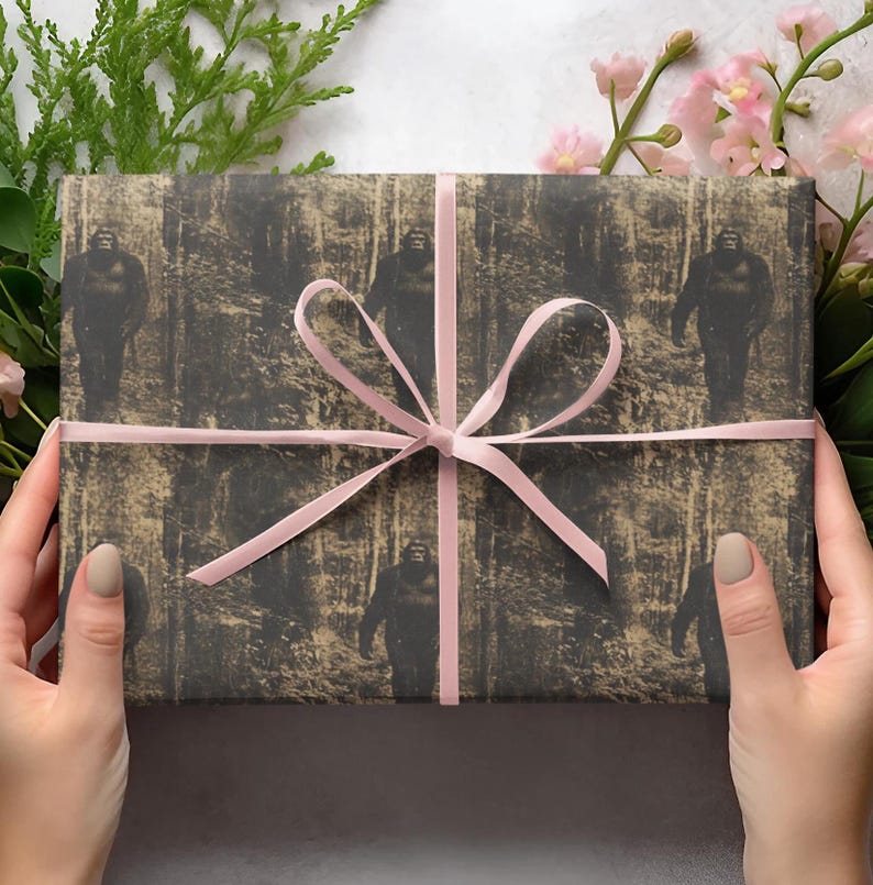 Bigfoot Wrapping Papers, Old Photo of Bigfoot Gift Wrap, Sasquatch ...