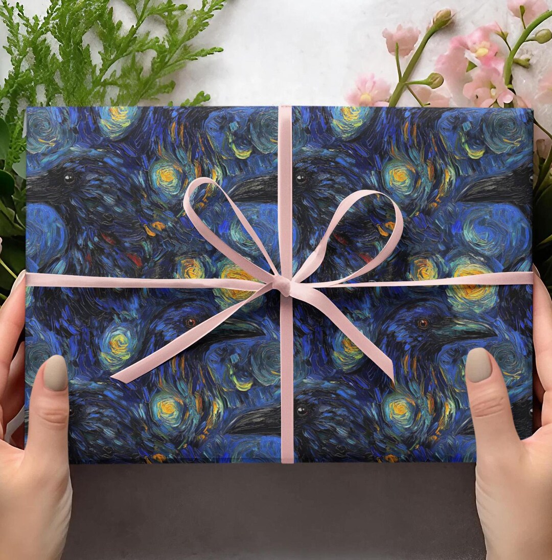 Raven Wrapping Paper, Bird Art Gift Wrap, Crow Wrapping Paper Roll ...
