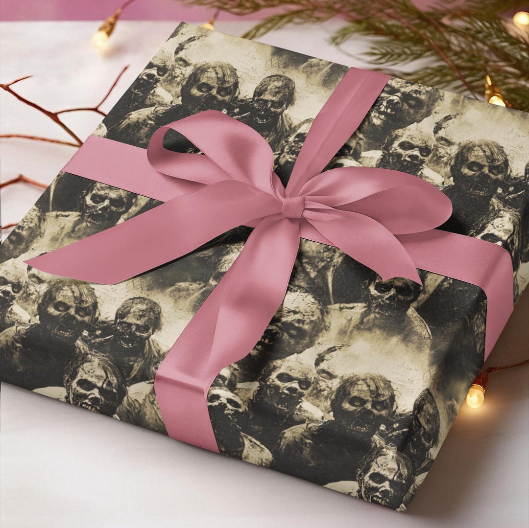 Zombie Wrapping Papers, Old Photo of Zombie Gift Wrap, Horror Birthday ...