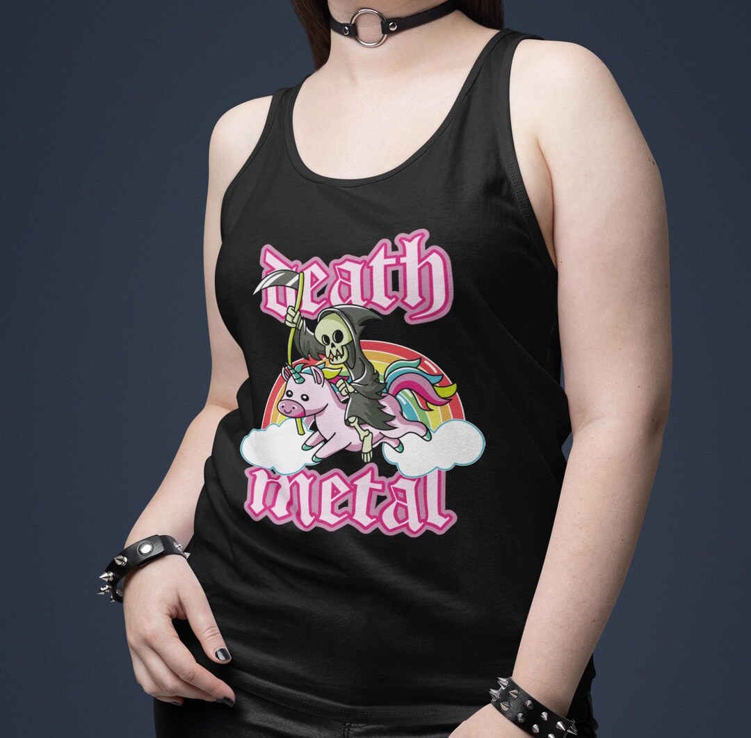 Funny Death Metal Tank Top, Crazy Unicorn Tank Top, Fun Gift for Death ...