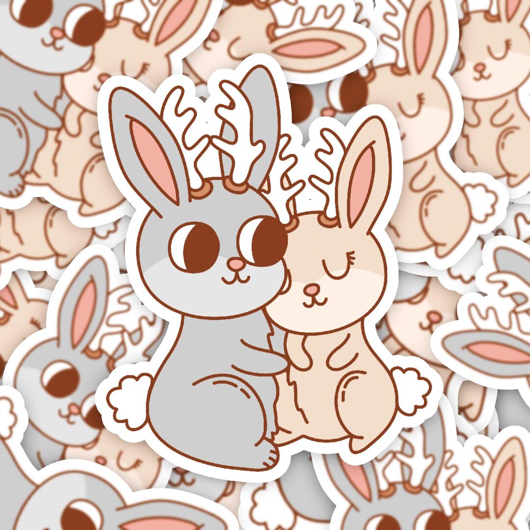 Cute Jackalope Sticker, Funny Cryptid Stickers, Cute Valentines Day ...
