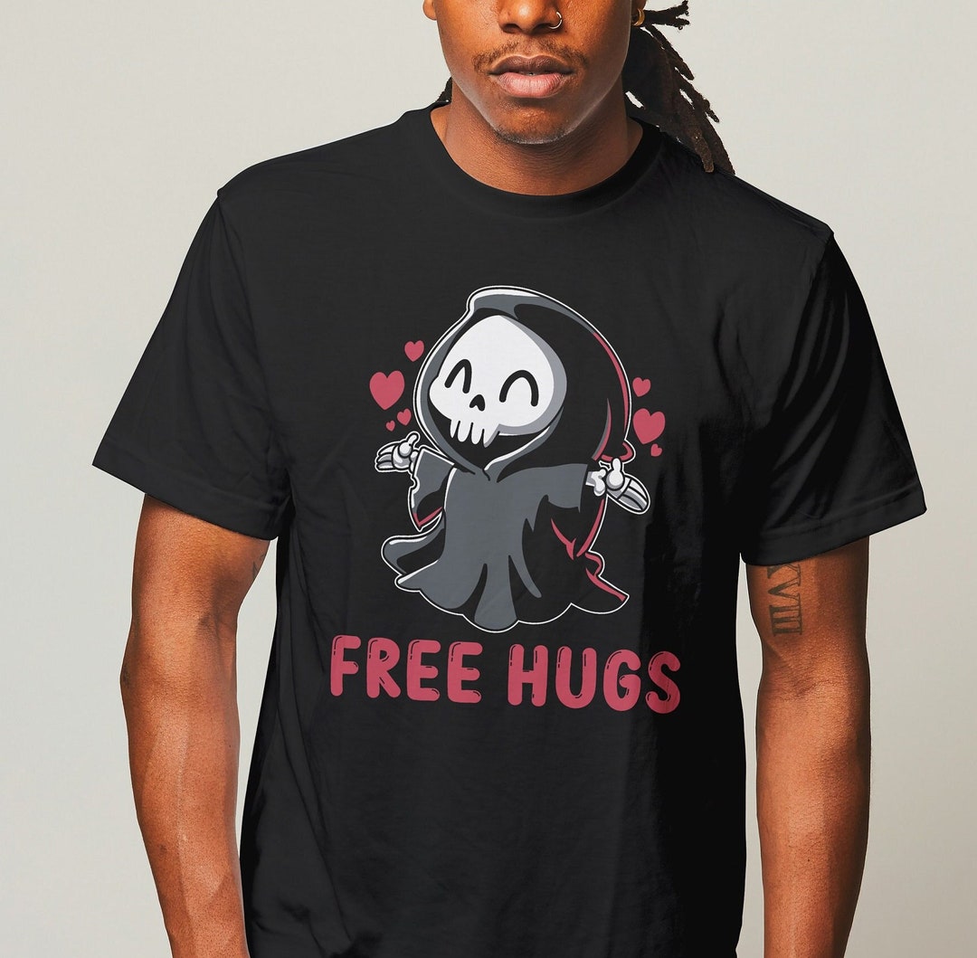 Free Hugs Shirt, Cute Grim Reaper T Shirt, Funny Love Tee, Cute Death ...