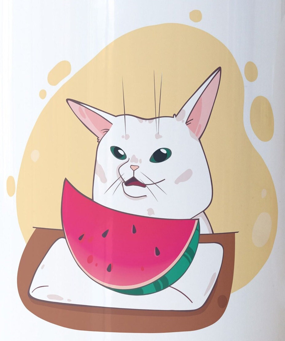 Smudge the Cat Mug, Cat Watermelon Mug, Cat Meme Mug, Internet Cat Art ...