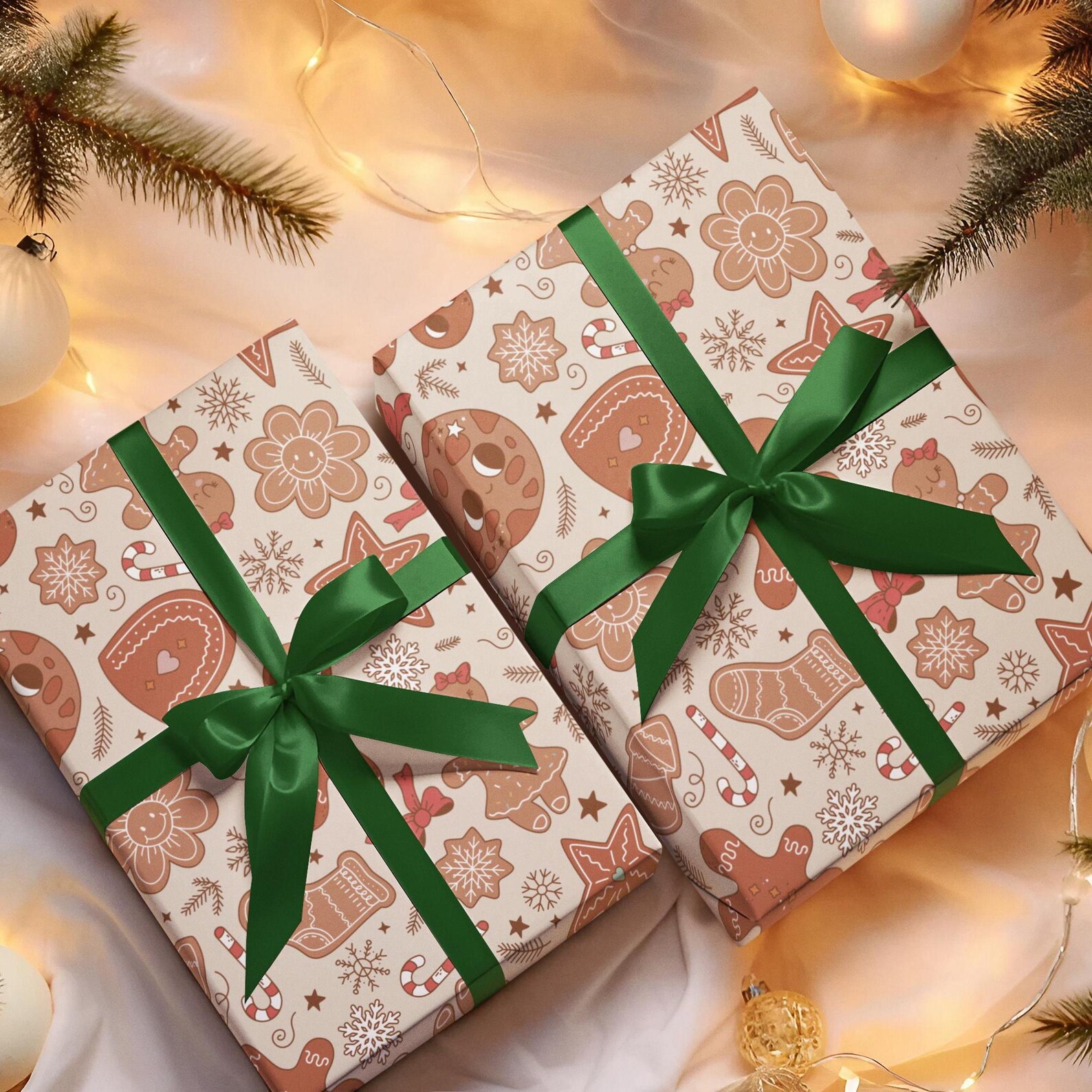 Gingerbread Wrapping Paper, Gingerbread Man Gift Wrap, Retro Christmas ...