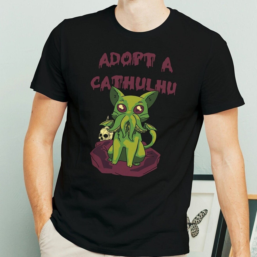 Cthulhu Cat Shirt, Lovecraft Meme T Shirt, Adopt A Cathulhu Tee, Cute ...
