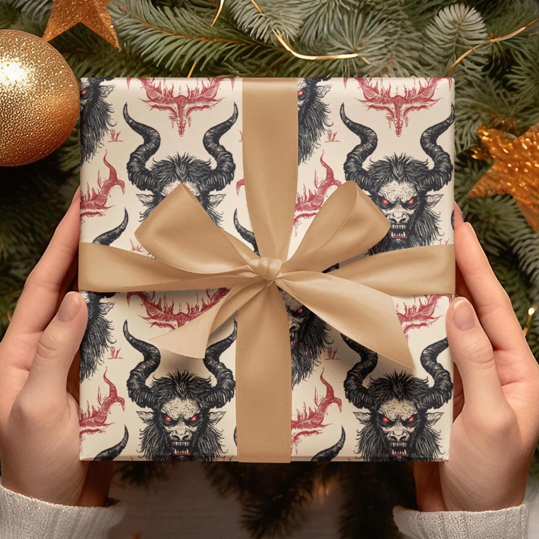 Vintage Krampus Wrapping Papers, Scary Holiday Gift Wrap, Demonic ...