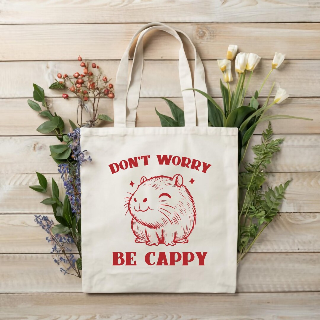 Don't Worry Be Capy Tote Bag, Vintage Capybara Tote Bag, Cute Capybara ...