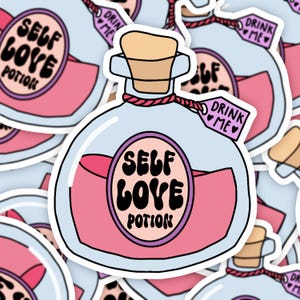 Self Love Potion Sticker, Retro Mental Health Sticker, Self Care ...