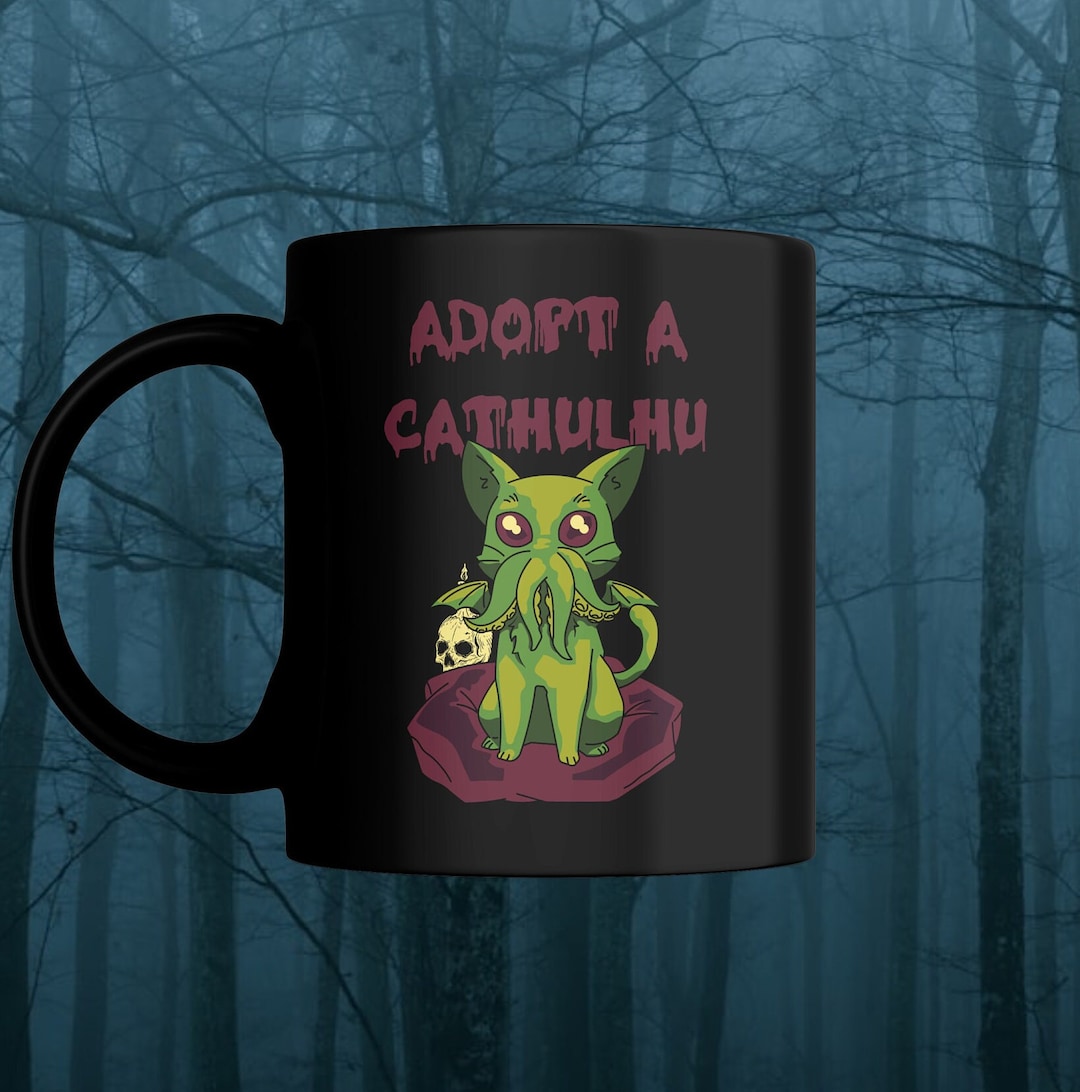 Cthulhu Cat Mug, Lovecraft Meme Coffee Cup, Adopt A Cathulu Mug, Cute ...