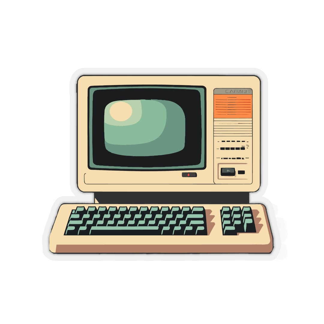 Vintage Computer Sticker, Retro Tech Decal, Retro Computer Sticker ...