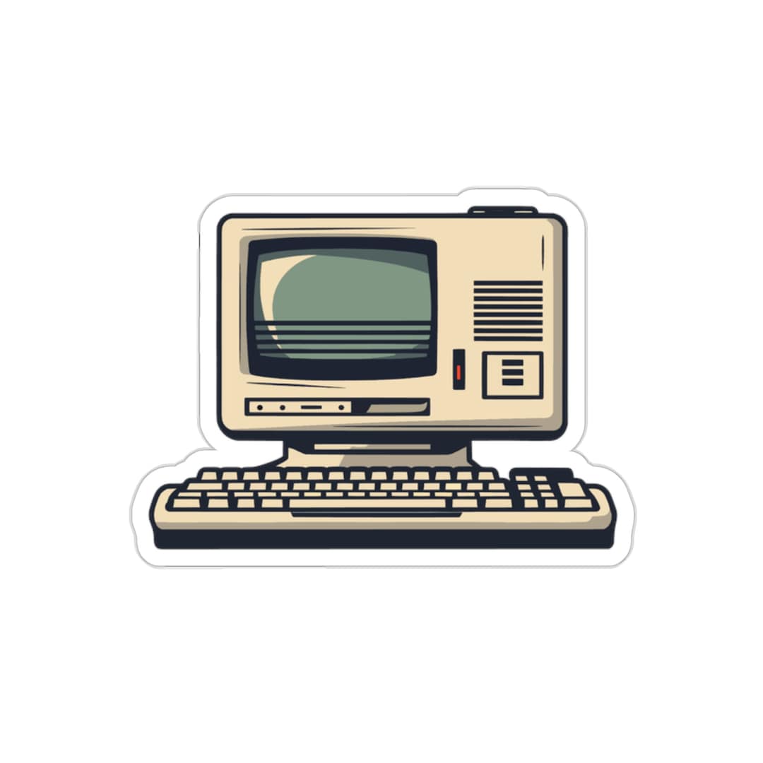 Retro Computer Sticker: Die Cut, Transparent, White, & Holographic in ...