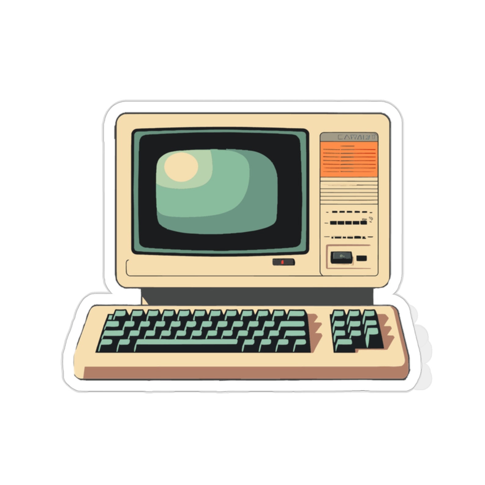 Vintage Computer Sticker, Retro Tech Decal, Retro Computer Sticker ...