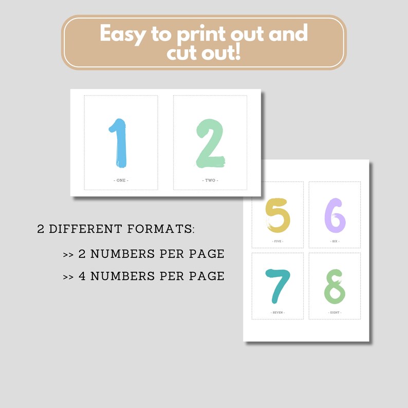Montessori Flashcards Numbers From 1 to 20 Ready to Print Learning ...