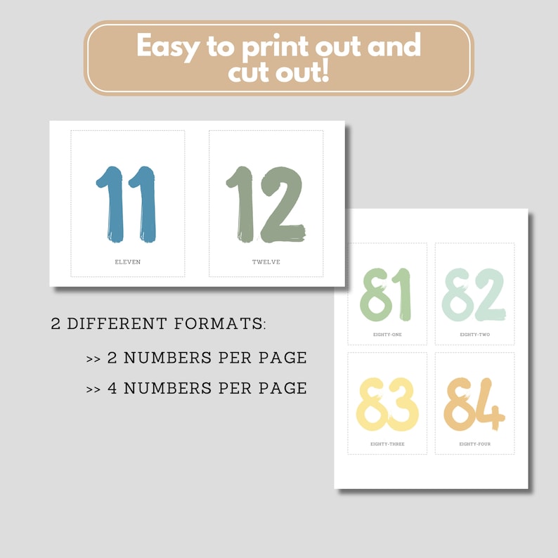Montessori Flashcards | Numbers From 1 to 100 | Ready to Print ...