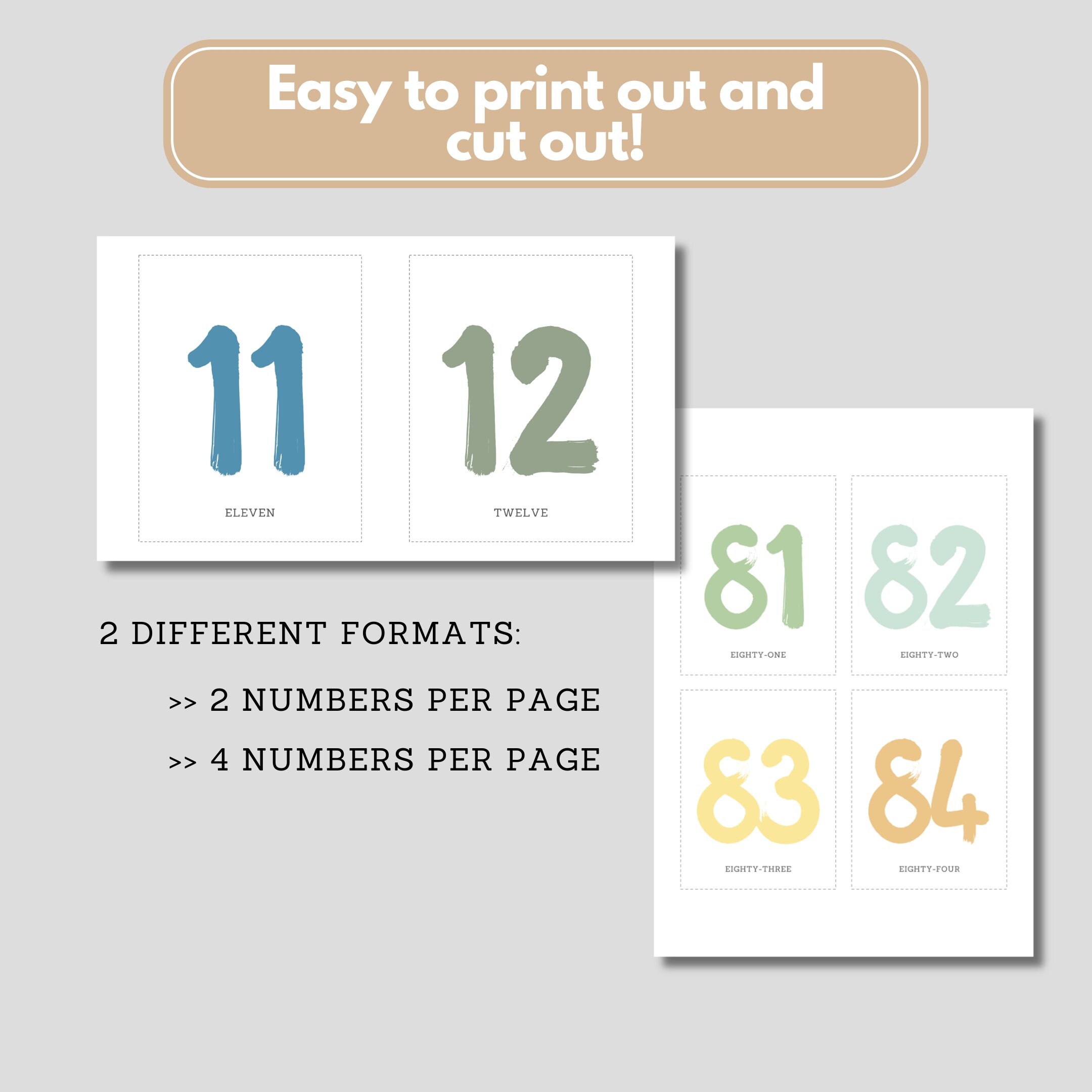 Montessori Flashcards | Numbers From 1 to 100 | Ready to Print ...