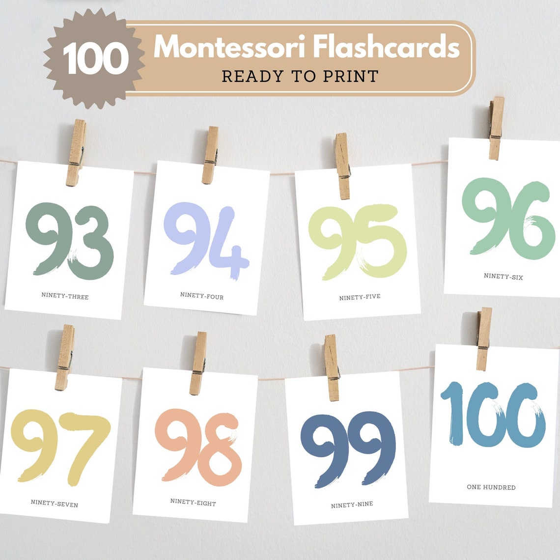 Montessori Flashcards | Numbers From 1 to 100 | Ready to Print ...