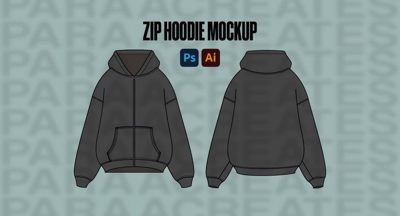 Zip Hoodie Vector Mockup - Etsy