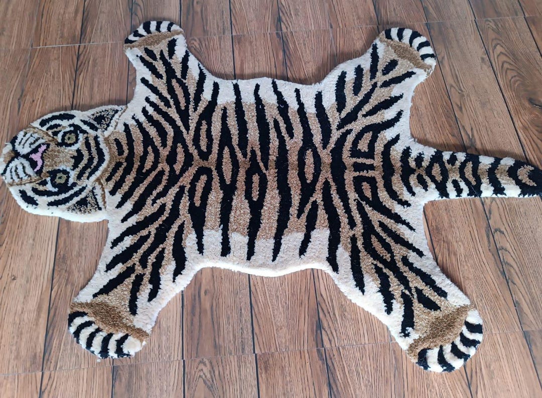 Tufted Tiger Rug Wool Tiger Rug 4x6 Animal Rug for Living Room / Kids ...