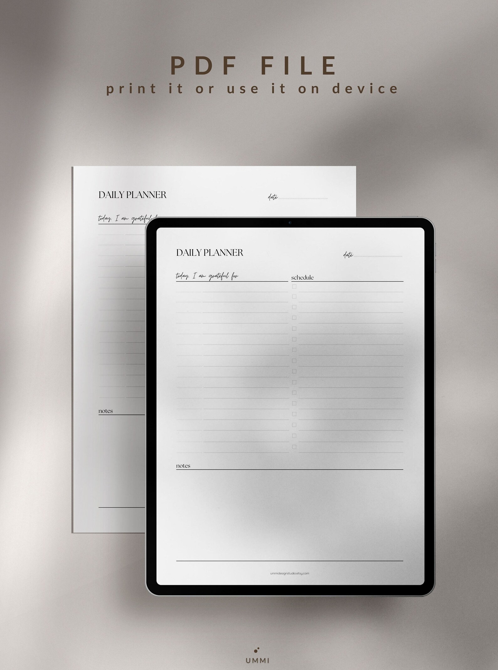 Productivity Printable Daily Planner Minimalist Hourly Academic Planner ...