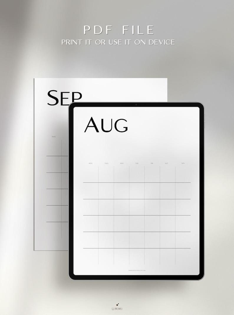 Simple Blank Printable Calendar 12 Months Fillable Interactive Editable ...