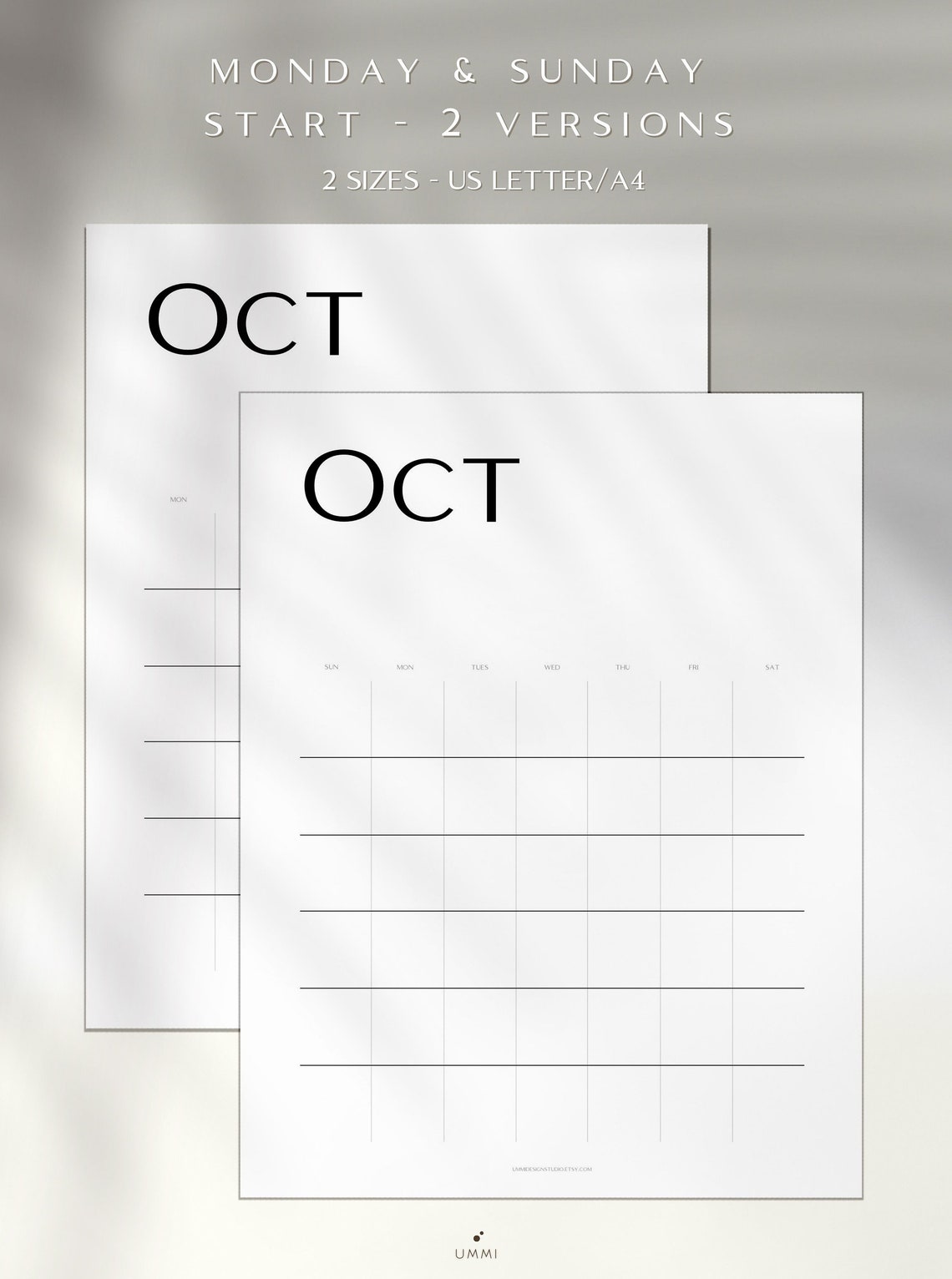 Simple Blank Printable Calendar 12 Months Fillable Interactive Editable ...