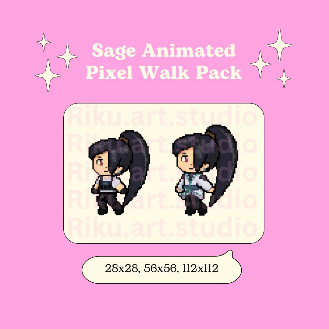 Sage Valorant | Walking Pixel Art Emote | Healer Gif Png | Twitch ...