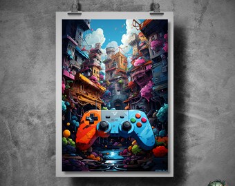 Console Gaming Art, Printable, Poster, Digital Game Room Decor, Girl ...