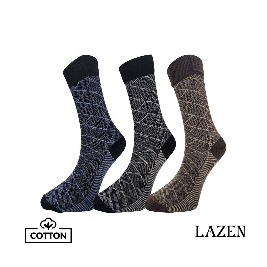 Classic Embossed Pattern Socks Work Socks Non-constricting Elastic ...