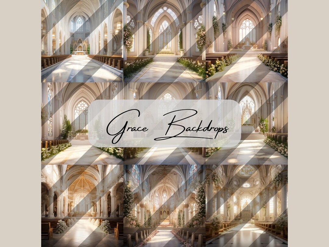 Chapel Interior Digital Backdrops, Wedding Backdrops, Overlays ...