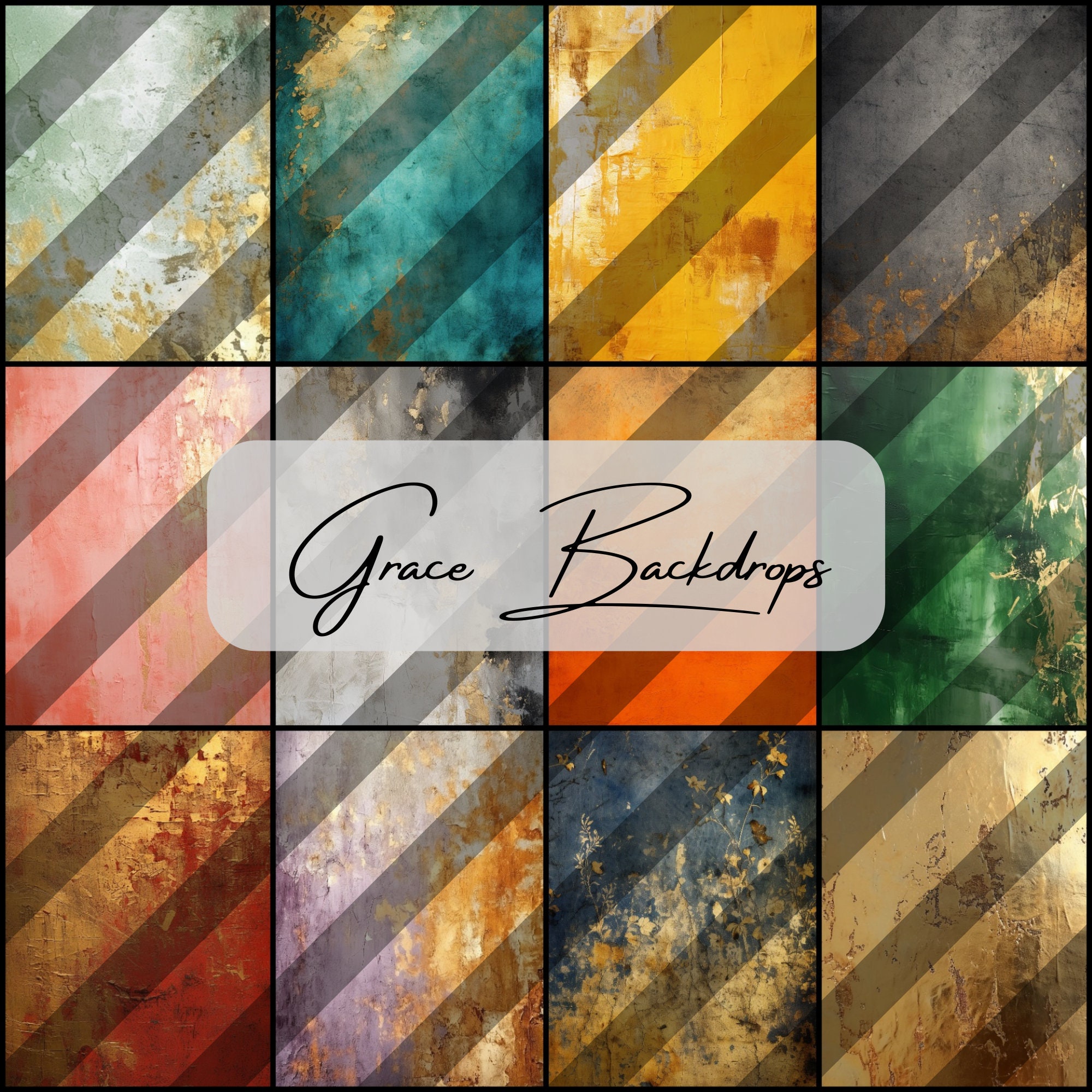Multi Colored Textured Digital Backdrops: Photography Overlays (PNG ...