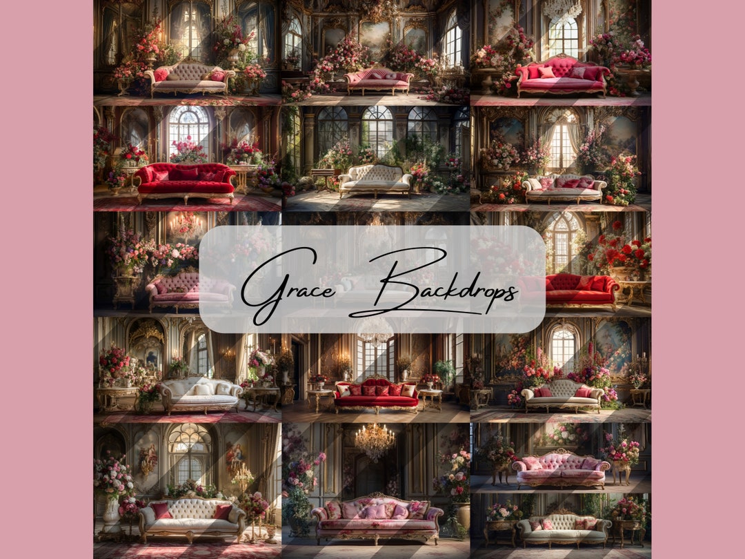 Victorian Style Living Room Digital Backdrops Sets, Maternity Backdrops ...