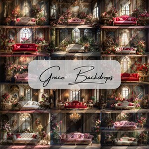 Victorian Style Living Room Digital Backdrops Sets, Maternity Backdrops ...