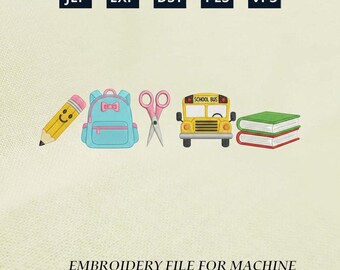 Back to School Embroidery Design, School Life Embroidery Design ...